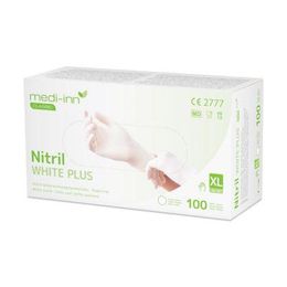 Papstar Einmalhandschuhe Medi-Inn&reg; PS Nitril White Plus, f&uuml;r links/rechts, puderfrei, nicht steril, allergikergeeignet, Gr&ouml;&szlig;e XL, Nitril, wei&szlig;, 100 St&uuml;ck