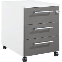 Sch&auml;fer Shop Sch&auml;fer Shop Pure Rollcontainer 333, 3 Schubladen, eckige Metallgriffe, abschlie&szlig;bar, B 434 x T 600 x H 570 mm, wei&szlig;/anthrazit