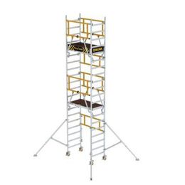 Munk FlexxTower SG Rollger&uuml;st, Aluminium, werkzeuglose Montage, klappbare Dreiecksausleger, Lenkrollen &Oslash; 125 mm, GS-gepr&uuml;ft, Lastklasse 3, 4,10 m