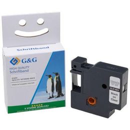 G&G Schriftband G&G, kompatibel zu Dymo D1/S0720500/45010, schwarz auf transparent, selbstklebend, Kunststoff, L 7 m x B 12 mm, 1 St&uuml;ck