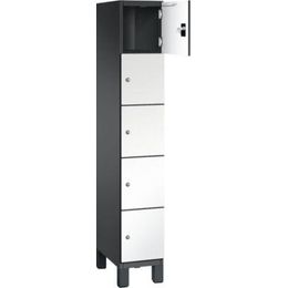 C+P Schlie&szlig;fachschrank Cambio, 1 Abteil, 5 F&auml;cher, auf F&uuml;&szlig;en, B 300 x T 525 x H 1980 mm, schwarzgrau/wei&szlig;