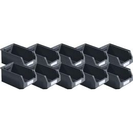 Sch&auml;fer Shop SSI Sch&auml;fer Sichtlagerkasten Serie ENTRY 321, Kunststoff, L 343 x B 209 x H 145 mm, 7,5 L, schwarz, 10 St&uuml;ck