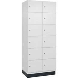 C+P Schlie&szlig;fachschrank Cambio, 2 Abteile, 12 F&auml;cher, mit Sockel, B 800 x T 525 x H 1980 mm, verkehrswei&szlig;