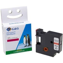 G&G Schriftband G&G, kompatibel zu Dymo D1/S0720570/45017, schwarz auf rot, selbstklebend, Kunststoff, L 7 m x B 12 mm, 1 St&uuml;ck