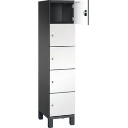 C+P Schlie&szlig;fachschrank Cambio, 1 Abteil, 5 F&auml;cher, auf F&uuml;&szlig;en, B 400 x T 525 x H 1980 mm, schwarzgrau/wei&szlig;