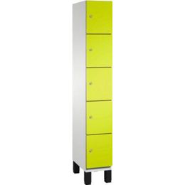 C+P Schlie&szlig;fachschrank Cambio, 1 Abteil, 5 F&auml;cher, auf F&uuml;&szlig;en, B 300 x T 525 x H 1980 mm, lichtgrau/clowngr&uuml;n