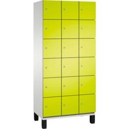C+P Schlie&szlig;fachschrank Cambio, 3 Abteile, 18 F&auml;cher, auf F&uuml;&szlig;en, B 900 x T 525 x H 1980 mm, lichtgrau/clowngr&uuml;n