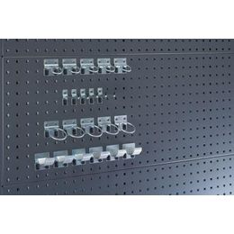Bott Lochplatten-Zubeh&ouml;rsortiment Perfo, 21-teilig, 5 Haken/16 Halter, Metall verzinkt, silber