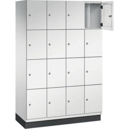 C+P Schlie&szlig;fachschrank Cambio, 4 Abteile, 16 F&auml;cher, mit Sockel, B 1200 x T 525 x H 1980 mm, lichtgrau