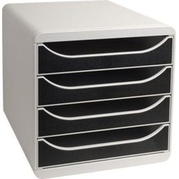 Exacompta Schubladenbox Big Box Plus Office Schwarz, 4 offene Schubladen, A4/A4+/24x32 cm, leise, Sicherheitsstopp