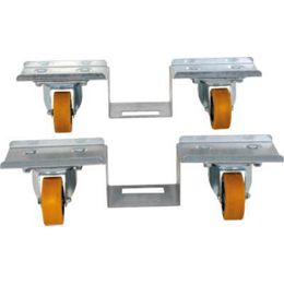 Euro-Paletten-Roller Set, f&uuml;r 1 Euro-Palette, 2 Roller mit jeweils 2 Lenkrollen, bis 1000 kg, Aluminium/PU