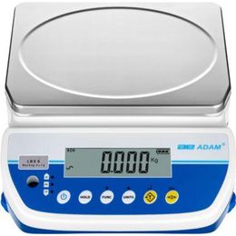 Tischwaage Adam Latitude LBX 30, W&auml;gebereich 5 g-30 kg, LC-Display, Netzanschluss/Akku, B 255 x T 290 x H 105 mm, Edelstahl, wei&szlig;-blau