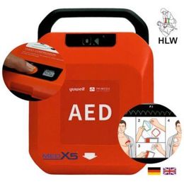 Defibrillator MEDX5 HeartSave Y, manuelle Schockabgabe, Sprachausgabe DE/EN, LCD-Anzeige, IP55, mit HLW-Feedback-Sensor