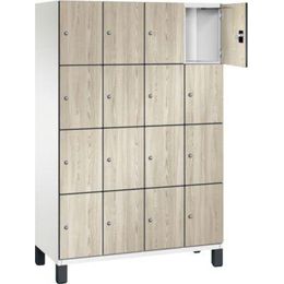 C+P Schlie&szlig;fachschrank Cambio, 4 Abteile, 16 F&auml;cher, auf F&uuml;&szlig;en, B 1200 x T 525 x H 1980 mm, verkehrswei&szlig;/Sen Esche‑Dekor