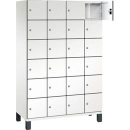C+P Schlie&szlig;fachschrank Cambio, 4 Abteile, 24 F&auml;cher, auf F&uuml;&szlig;en, B 1200 x T 525 x H 1980 mm, verkehrswei&szlig;/wei&szlig;