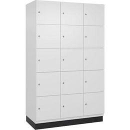 C+P Schlie&szlig;fachschrank Cambio, 3 Abteile, 15 F&auml;cher, mit Sockel, B 1200 x T 525 x H 1980 mm, verkehrswei&szlig;