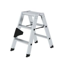 Munk Stufen-Stehleiter, beidseitig, 2 x 3 Stufen, Rechteckrohr-Holme, 80 mm Stufen, nivello&reg; Leiterschuhe, ergo-pad&reg; Griff, 150 kg Tragkraft