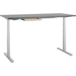 Schreibtisch, elektrisch h&ouml;henverstellbar, B 1600 x T 800 x H 615 - 1275 mm, graphit/wei&szlig;alu+ Kabelkanal, Schublade
