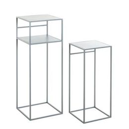 HAKU Beistelltisch-Set, 2er, quadratisch, B 260/300 x T 260/300 x H 630/850 mm, Stahlrohr/Metall pulverbeschichtet, grau