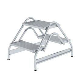 Munk Arbeitspodest, 2 x 2 Stufen Aluminium, stabile Rohrkonstruktion, 400 &times; 300 mm Trittfl&auml;che, 200 mm Stufen, rutschfest, 150 kg