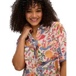 sheego by Joe Browns sheego Gro&szlig;e Gr&ouml;&szlig;en Hemdbluse mit tropischem Print, champagner-himmelblau-bedruckt, Gr&ouml;&szlig;e 52 - Damen