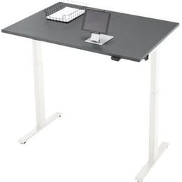 Schreibtisch, elektrisch h&ouml;henverstellbar, Rechteck, T-Fu&szlig;, B 1200 x T 800 x H 720-1200 mm, graphit/wei&szlig;