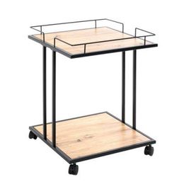 HAKU Beistelltisch, quadratisch, Stahlrohr lackiert, Ablagen melaminharzbeschichtet, B 450 x T 450 x H 600 mm, schwarz/Eiche hell