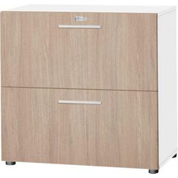 Sch&auml;fer Shop Sch&auml;fer Shop Select H&auml;ngeregistraturschrank SET UP, 2 HR-Sch&uuml;be, abschlie&szlig;bar, B 800 x T 420 x H 788 mm, wei&szlig;/eiche