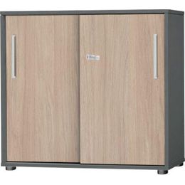 Sch&auml;fer Shop Sch&auml;fer Shop Select Schiebet&uuml;renschrank SET UP, abschlie&szlig;bar, 2 Ordnerh&ouml;hen, B 800 x T 420 x H 788 mm, graphit/eiche