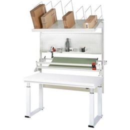 Rau Packtischsystem 05 Werbank-Serie adlatus 600, B 1500 x T 700 x H 740-1140 mm, HPL-Platte, bis 600 kg