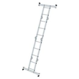 Munk Sprossen-Vielzweckleiter, Steh-/Anlegeleiter, mit Traverse, Rechteckrohr-Holme, Vierkantsprossen, 6 Stahlscharniere, 350 mm breit, 150 kg Belastung, nivell&reg; Traversen, 2x2 + 2x3 Sprossen