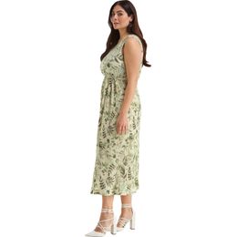 sheego Gro&szlig;e Gr&ouml;&szlig;en Blumenkleid mit plissiertem Rock, champagner-pistazie-gemustert, Gr&ouml;&szlig;e 48 - Damen