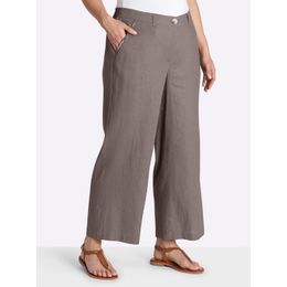 sheego Gro&szlig;e Gr&ouml;&szlig;en Leinenhose mit Pailletten an den Taschen, dunkeltaupe, Gr&ouml;&szlig;e 58 - Damen