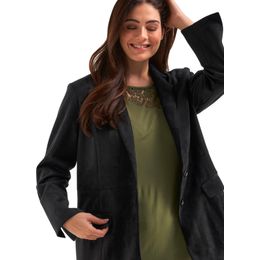 sheego Gro&szlig;e Gr&ouml;&szlig;en Blazer in Veloursleder-Optik, schwarz, Gr&ouml;&szlig;e 52 - Damen