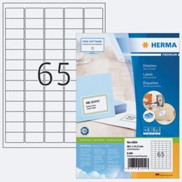 Herma Premium Adressetiketten 4254, permanenthaftend, bedruckbar, B 21,2 x H 38,1 mm, 6500 St&uuml;ck/100 A4-Bogen, FSC&reg;-Papier, wei&szlig;