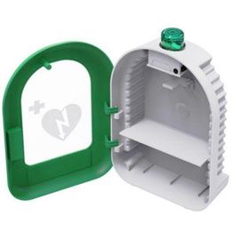 AED-Wandkasten MEDX5, f&uuml;r den Innenbereich, mit akustischem und optischem Alarm, PVC, gr&uuml;n