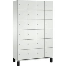 C+P Schlie&szlig;fachschrank Cambio, 4 Abteile, 24 F&auml;cher, auf F&uuml;&szlig;en, B 1200 x T 525 x H 1980 mm, lichtgrau