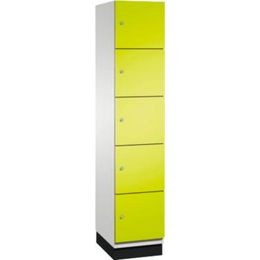 C+P Schlie&szlig;fachschrank Cambio, 1 Abteil, 5 F&auml;cher, mit Sockel, B 400 x T 525 x H 1980 mm, lichtgrau/clowngr&uuml;n
