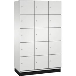 C+P Schlie&szlig;fachschrank Cambio, 3 Abteile, 15 F&auml;cher, mit Sockel, B 1200 x T 525 x H 1980 mm, lichtgrau