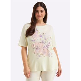 sheego Gro&szlig;e Gr&ouml;&szlig;en Shirt mit floralem Print und Lurexpaspel, champagner-orchidee-bedruckt, Gr&ouml;&szlig;e 48/50 - Damen