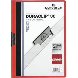 Durable Klemmmappe Duraclip, DIN A4, Kunststoff, mit Clip, rot