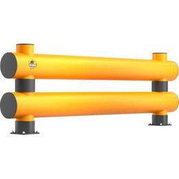 Ampere Rammschutz-Barriere Rack-Mammut&reg;, Doppelplanke, Kunststoff, L 8000 x H 690 mm, verkehrsgelb