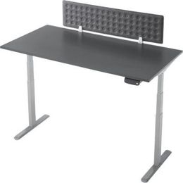 Schreibtisch, Rechteck, elektrisch h&ouml;henverstellbar, T-Fu&szlig;, B 1600 x T 800 x H 620-1280 mm, inkl. Memory Master + Tischtrennwand, graphit/silber