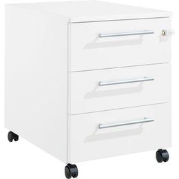 Sch&auml;fer Shop Sch&auml;fer Shop Pure Rollcontainer 333, 3 Schubladen, eckige Metallgriffe, abschlie&szlig;bar, B 434 x T 600 x H 570 mm, wei&szlig;/wei&szlig;