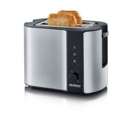 Severin Toaster AT 2589, 2 Toastkammern, 800 W, Brotscheibenzentrierung, Auftauen/Aufw&auml;rmen, Stopp-Taste, Kr&uuml;melschublade, B 265 x H 195 x T 180 mm, Edelstahl/Schwarz