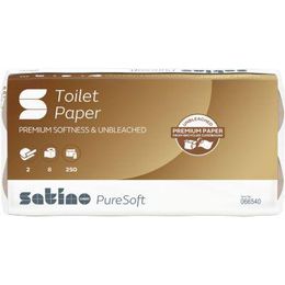 satino Toilettenpapier PureSoft, 2-lagig, mit Pr&auml;gung, L 27,5 m x B 94 mm, 100 % Recycling-Karton, soft beige, 8 x 250 Blatt