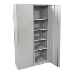 Stahlschrank Phoenix SCF1891GGK, faltbar, 4 Fachb&ouml;den, Schl&uuml;sselschloss, B 915 x T 370 x H 1830 mm, Stahl, lichtgrau RAL 7035