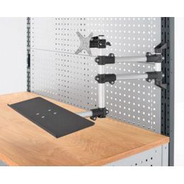 Sch&auml;fer Shop Sch&auml;fer Shop Pure Monitorhalter f&uuml;r AST31 Tischaufbau, mit Tastaturablage, um 360&deg; drehbar, neigbar, schwenkbar, VESA, Kunststoff/Aluminium, schwarz-silber