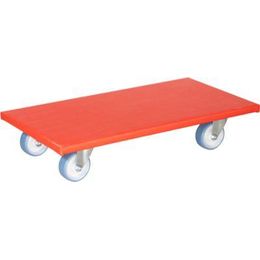 Transportroller Wagner MM 1691, bis 300 kg, Anti-Rutsch-Belag, Soft-R&auml;der, L 575 x B 300 mm, FSC&reg;-Multiplexplatte, rot