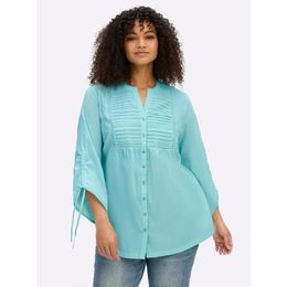 sheego by Joe Browns sheego Gro&szlig;e Gr&ouml;&szlig;en Baumwollbluse mit Spitze und Biesen, mint, Gr&ouml;&szlig;e 50 - Damen